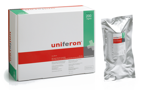 Mejora de los niveles de hemoglobina con 2º inyección de Uniferon
